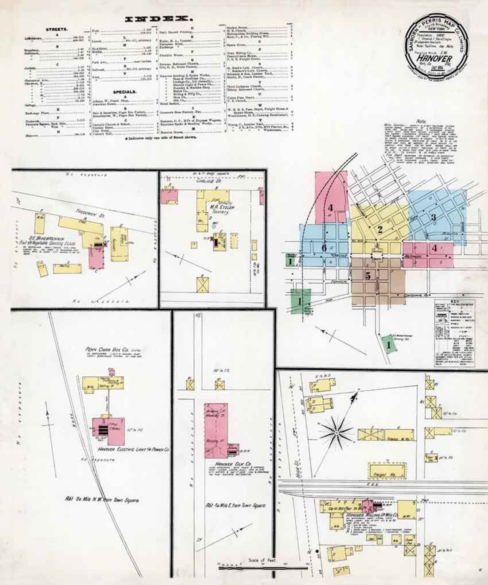 1896 Town Map of Hanover York County Pennsylvania - Etsy