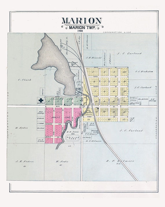 1900 Town Map of Marion Osceola County Michigan | Etsy