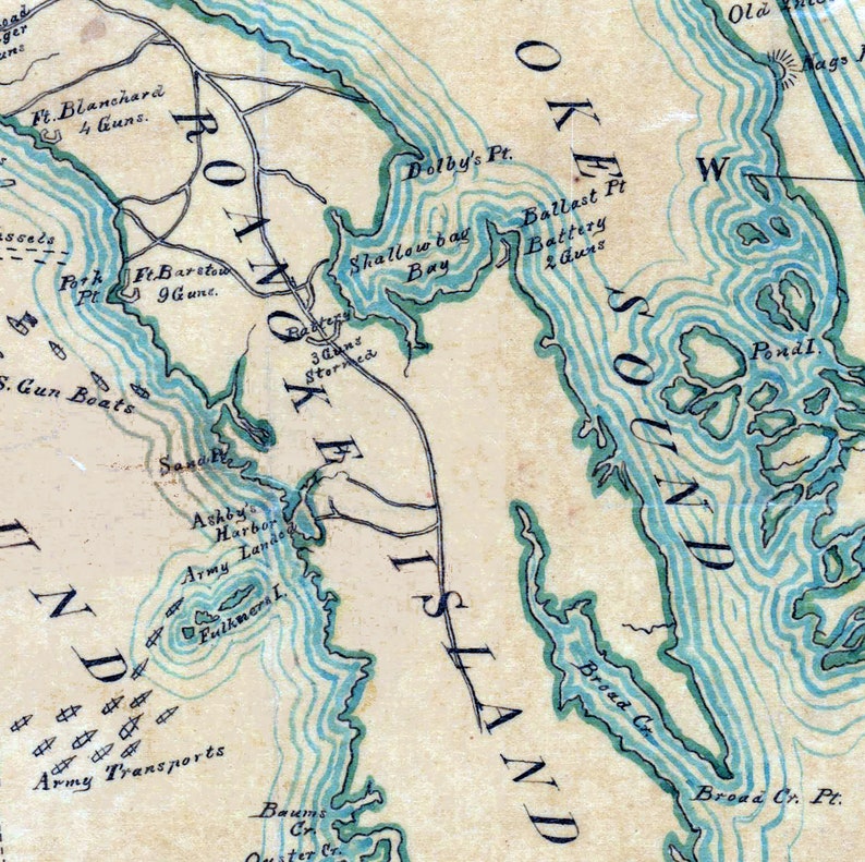 1862 Map of Roanoke Island North Carolina - Etsy