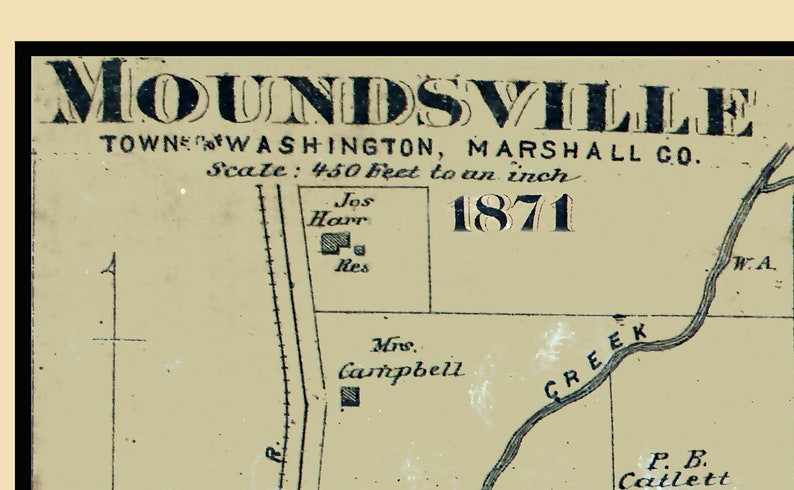 1871 Town Map of Moundsville Marshall County West Virginia - Etsy