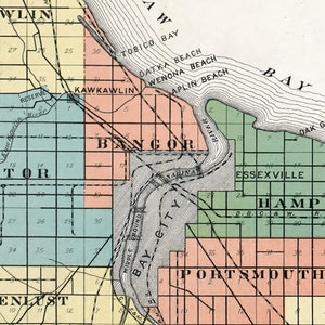 1916 Map of Bay County Michigan - Etsy