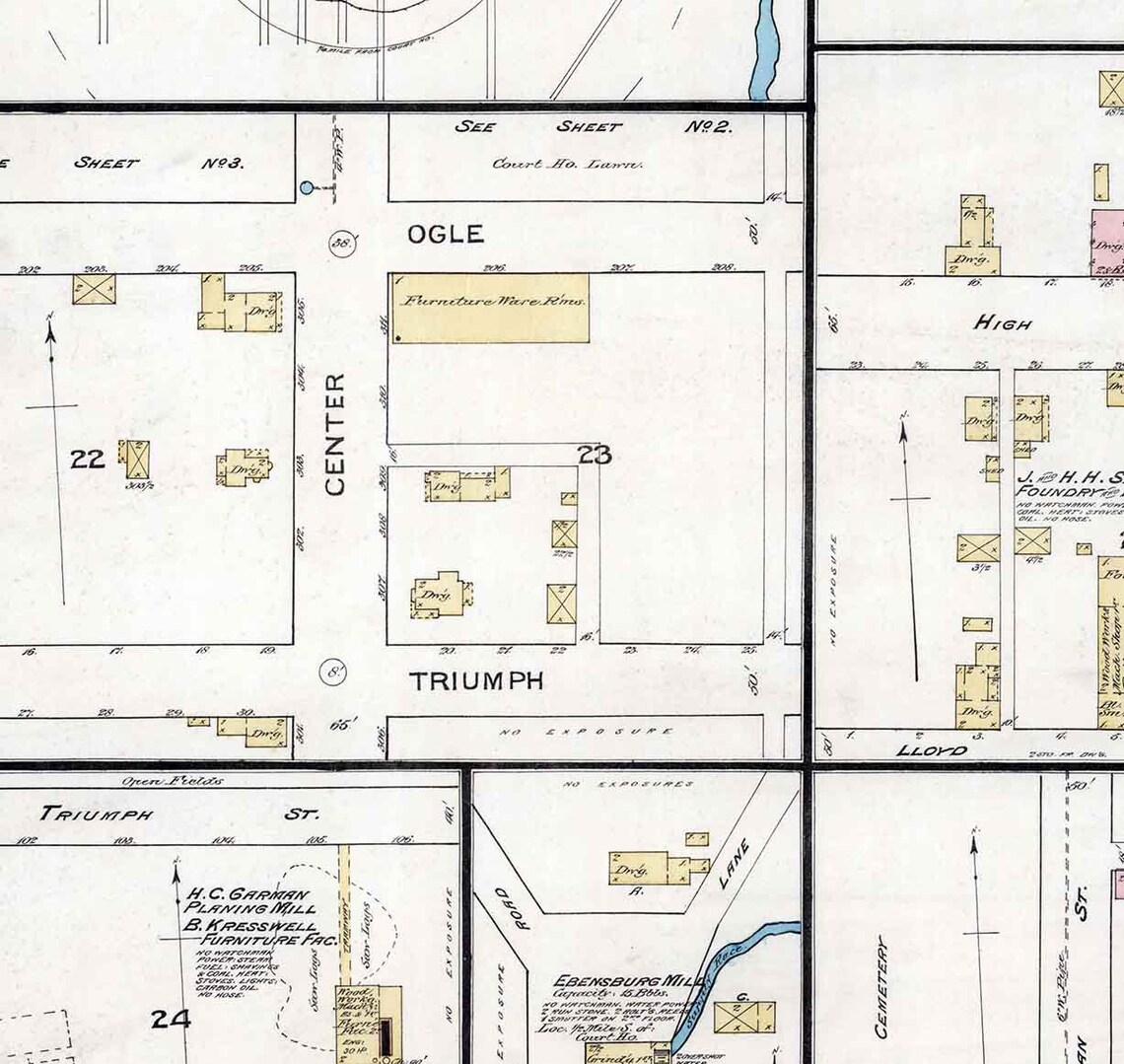 1887 Town Map of Ebensburg Cambria County Pennsylvania - Etsy