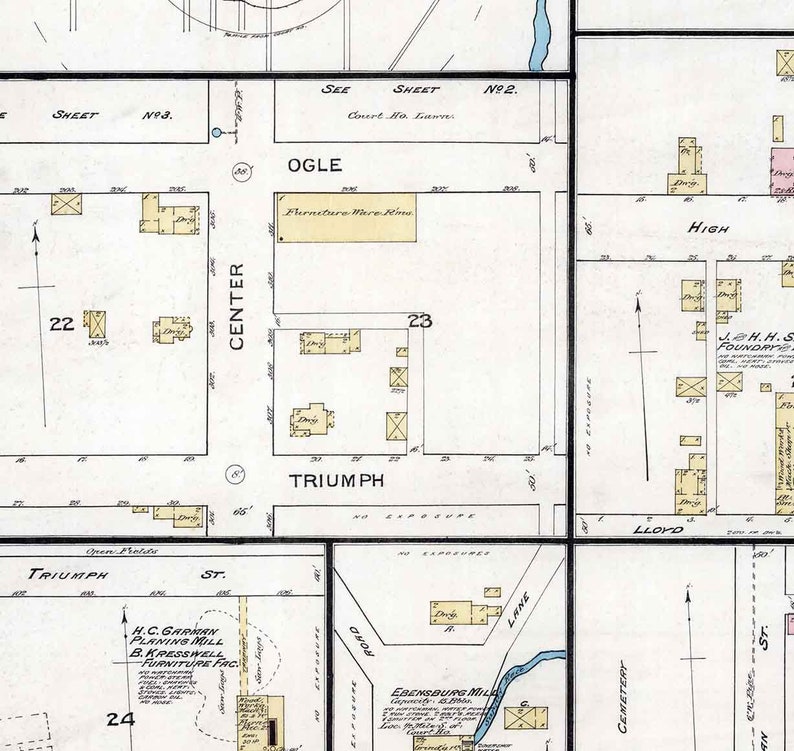 1887 Town Map of Ebensburg Cambria County Pennsylvania | Etsy