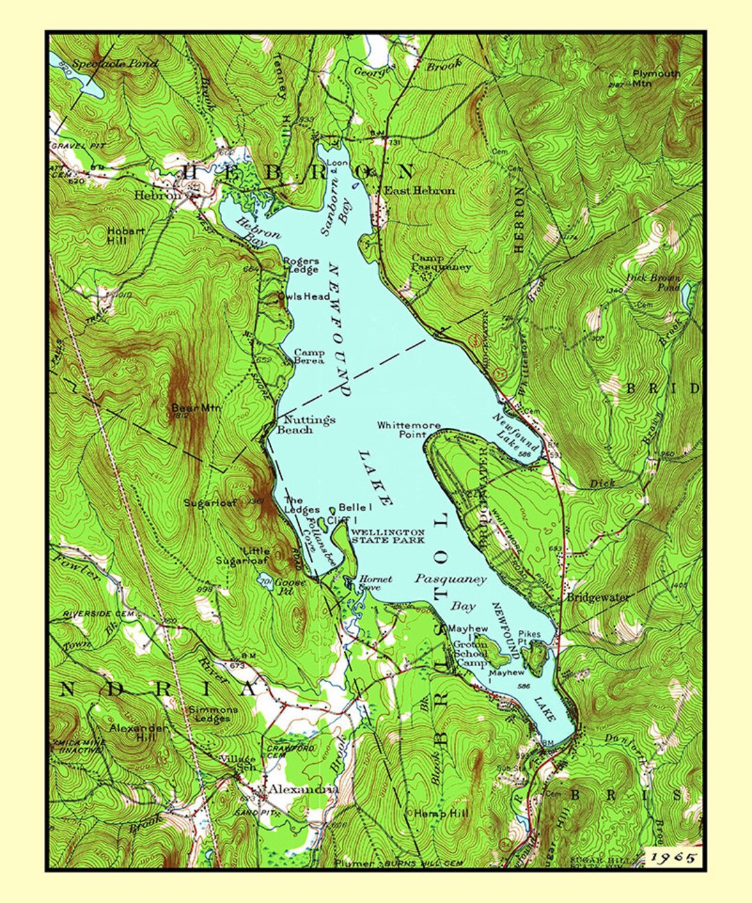 1965 Map of Newfound Lake New Hampshire - Etsy