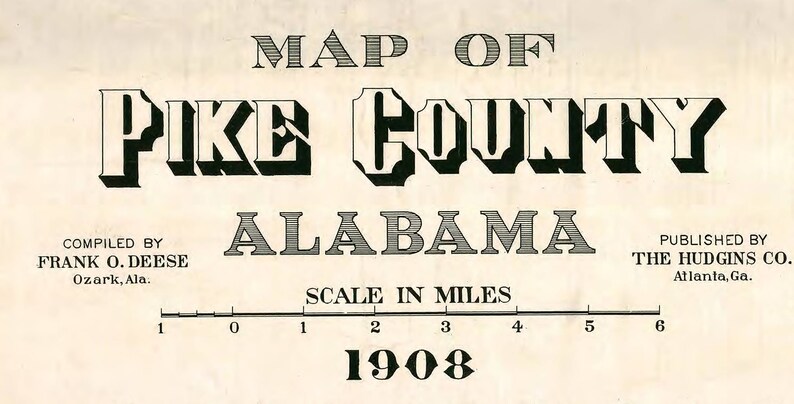 1908 Map of Pike County Alabama - Etsy