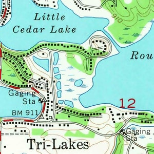 1966 Map of Tri-lakes Indiana Cedar Lake Round Lake and Shriner Lake - Etsy