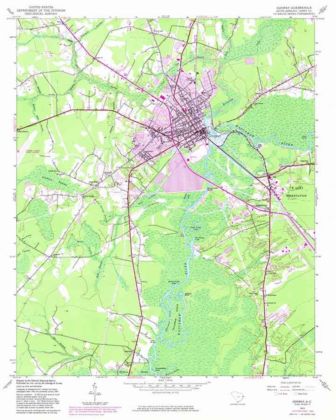 1943 Topo Map of Conway South Carolina Quadrangle - Etsy