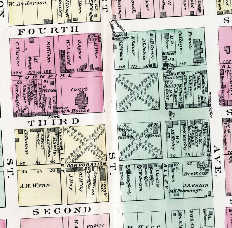 1876 Town Map of Beaver Beaver County Pennsylvania - Etsy