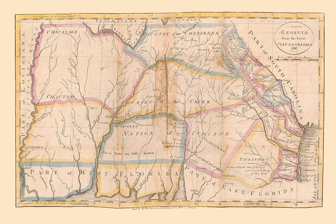 1831 Map of Southern Georgia Showing Indian Lands - Etsy