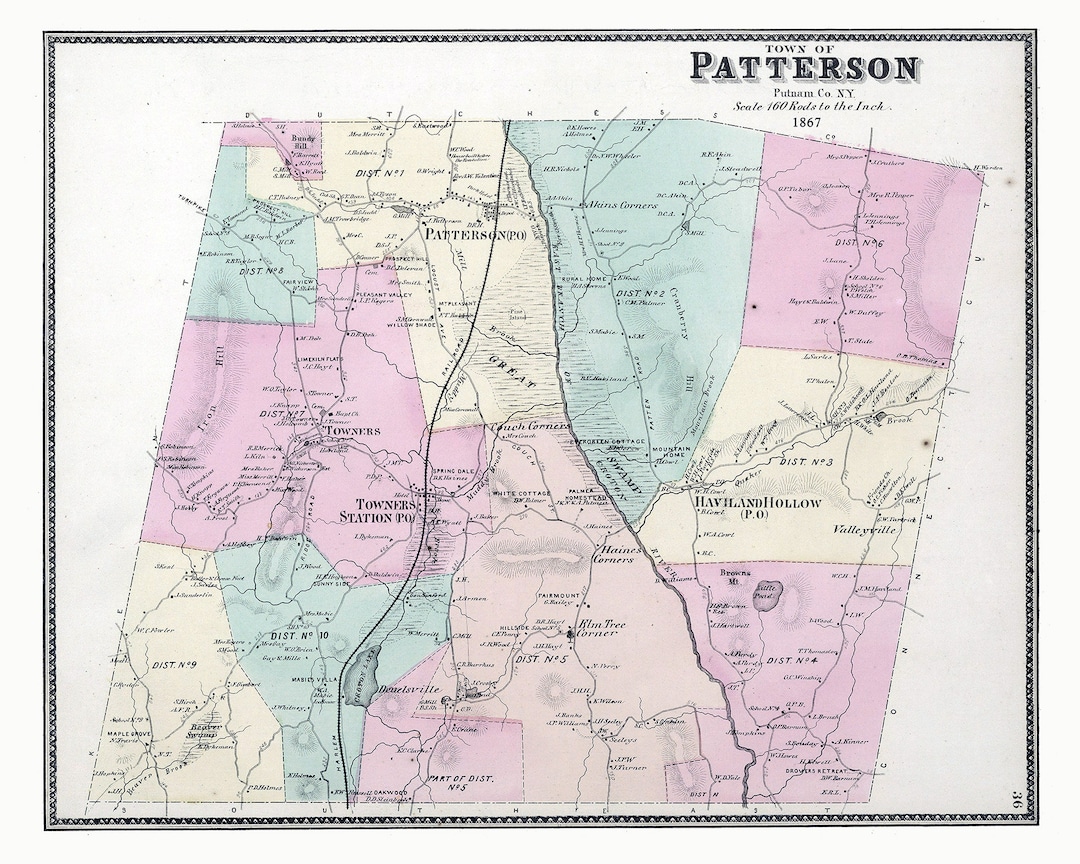 1867 Map of Patterson Putnam County New York - Etsy
