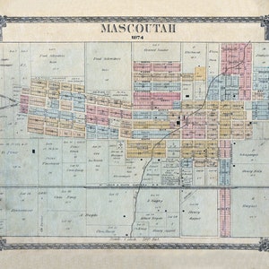 1874 Map of Mascoutah St Clair County Illinois - Etsy