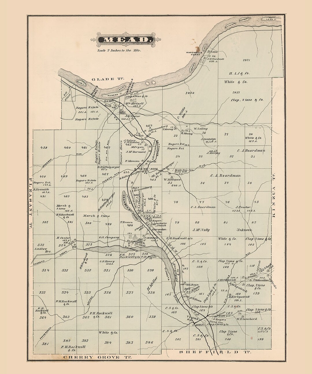 1878 Map of Mead Township Warren County Pennsylvania - Etsy