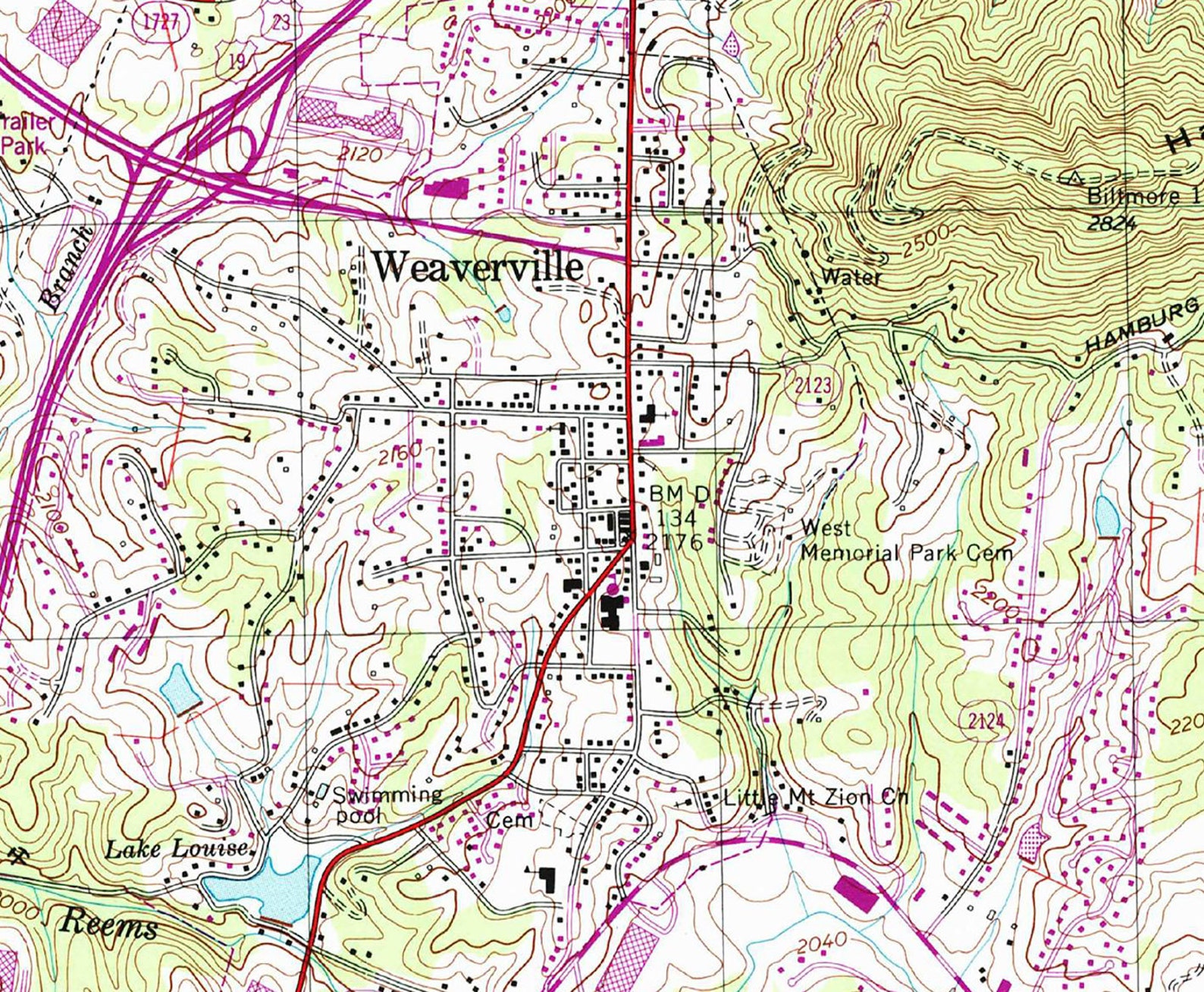 1997 Topo Map of Weaverville North Carolina - Etsy