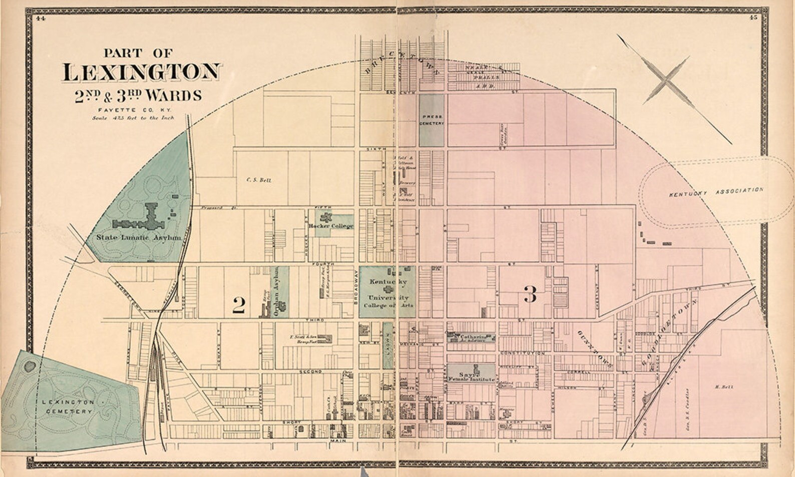 1877 Map of Northern Lexington Fayette County Kentucky - Etsy