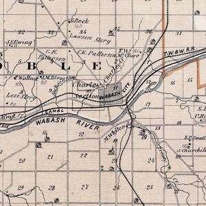 1876 Map of Wabash County Indiana - Etsy