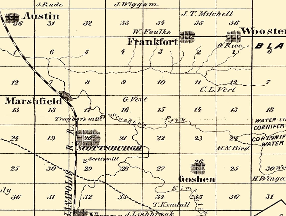 1874 Map of Scott County Indiana - Etsy