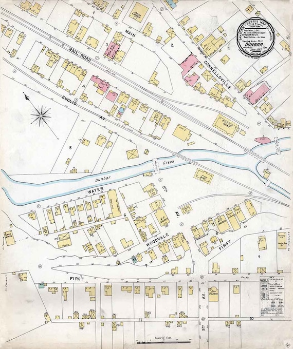 1897 Town Map of Dunbar Fayette County Pennsylvania - Etsy