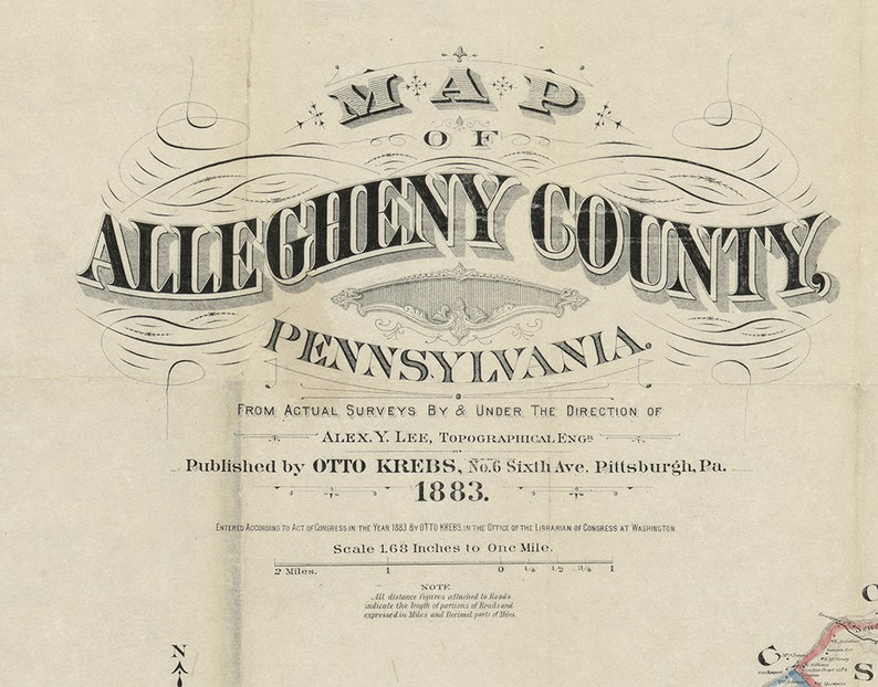 1883 Landowner Map of Allegheny County & Pittsburgh Pa | Etsy