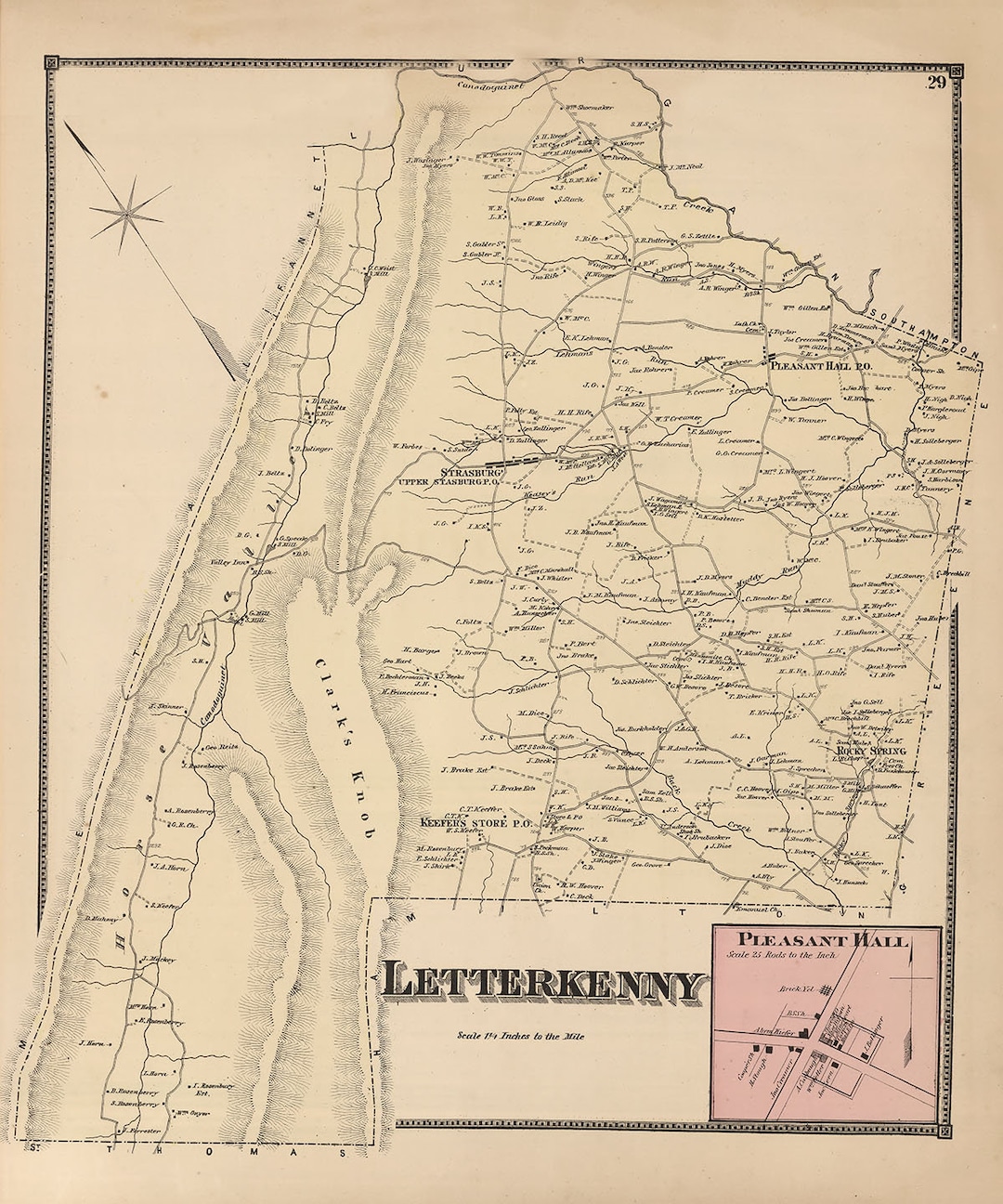 1868 Map of Letterkenny Township Franklin County Pennsylvania - Etsy