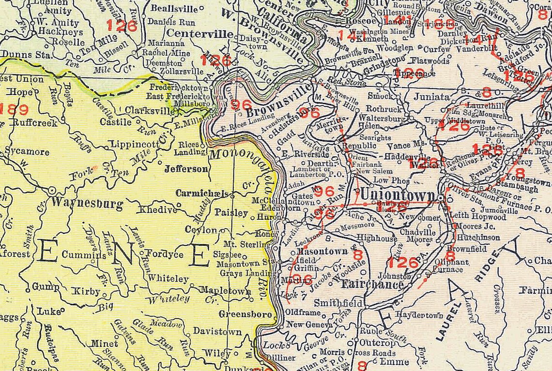 1913 Map of Western Pennsylvania and Railroads - Etsy