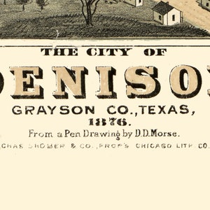 1876 Panoramic Map of Denison Grayson County Texas - Etsy