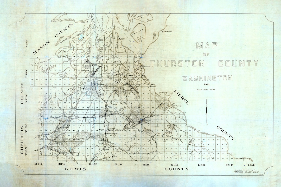 1912 Map of Thurston County Washington - Etsy