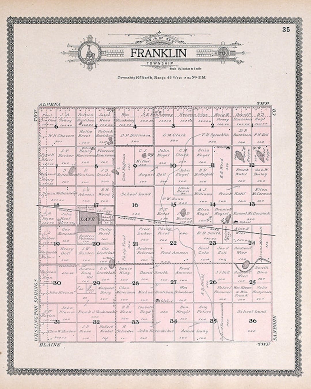 1909 Map of Franklin Township Jerauld County South Dakota - Etsy