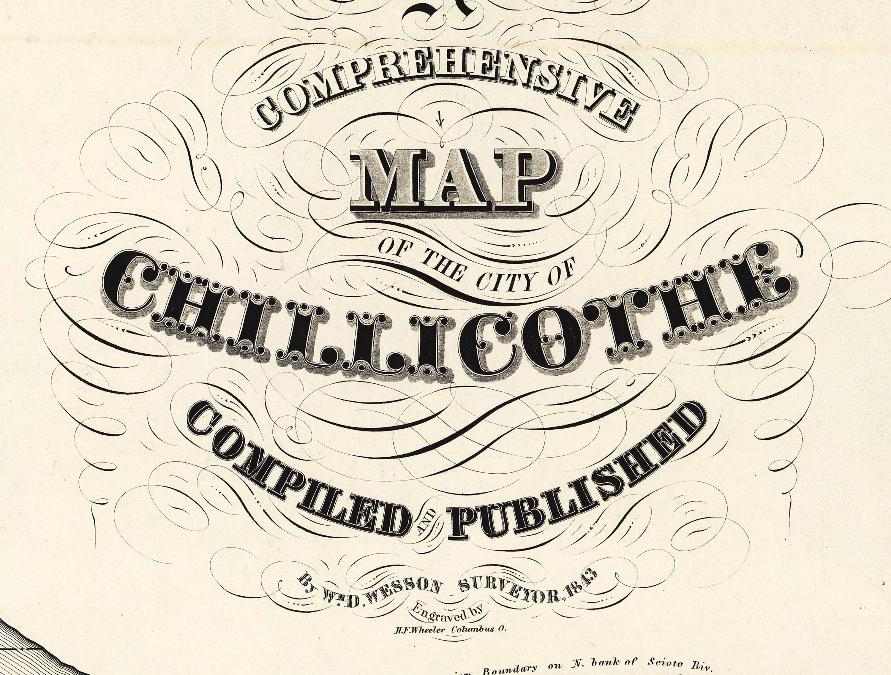 1843 Map of Chillicothe Ohio - Etsy