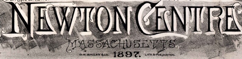 1897 Panoramic Map of Newton Centre Massachusetts - Etsy