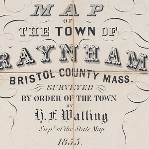 1855 Town Map of Raynham Bristol County Massachusetts - Etsy