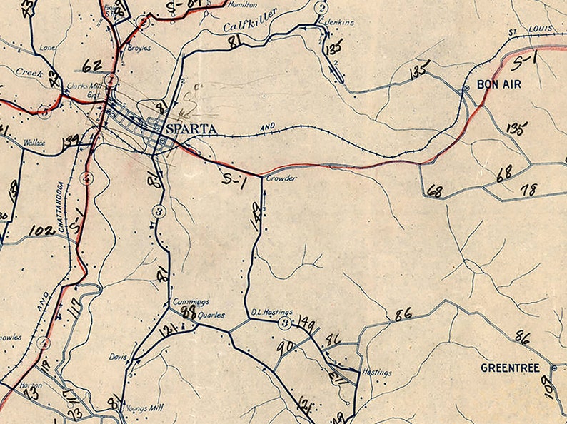 1930 Map of White County Tennessee - Etsy