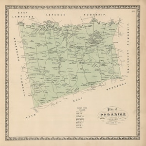 1864 Map of Paradise Township Lancaster County Pennsylvania - Etsy