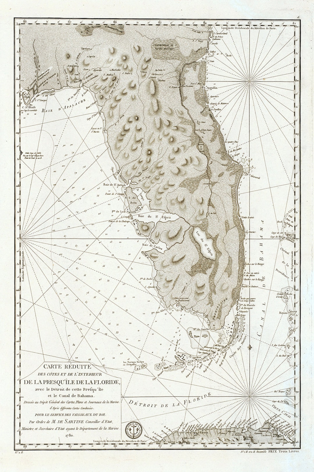 1780 Map of Florida - Etsy