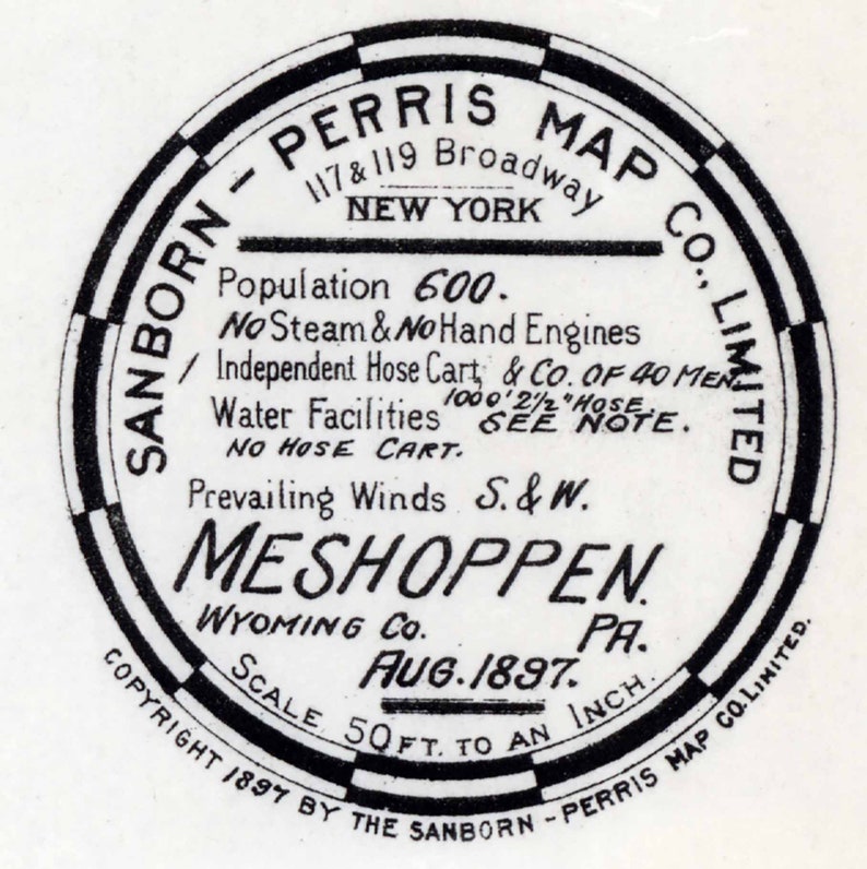 1897 Town Map of Meshoppen Wyoming County Pennsylvania - Etsy