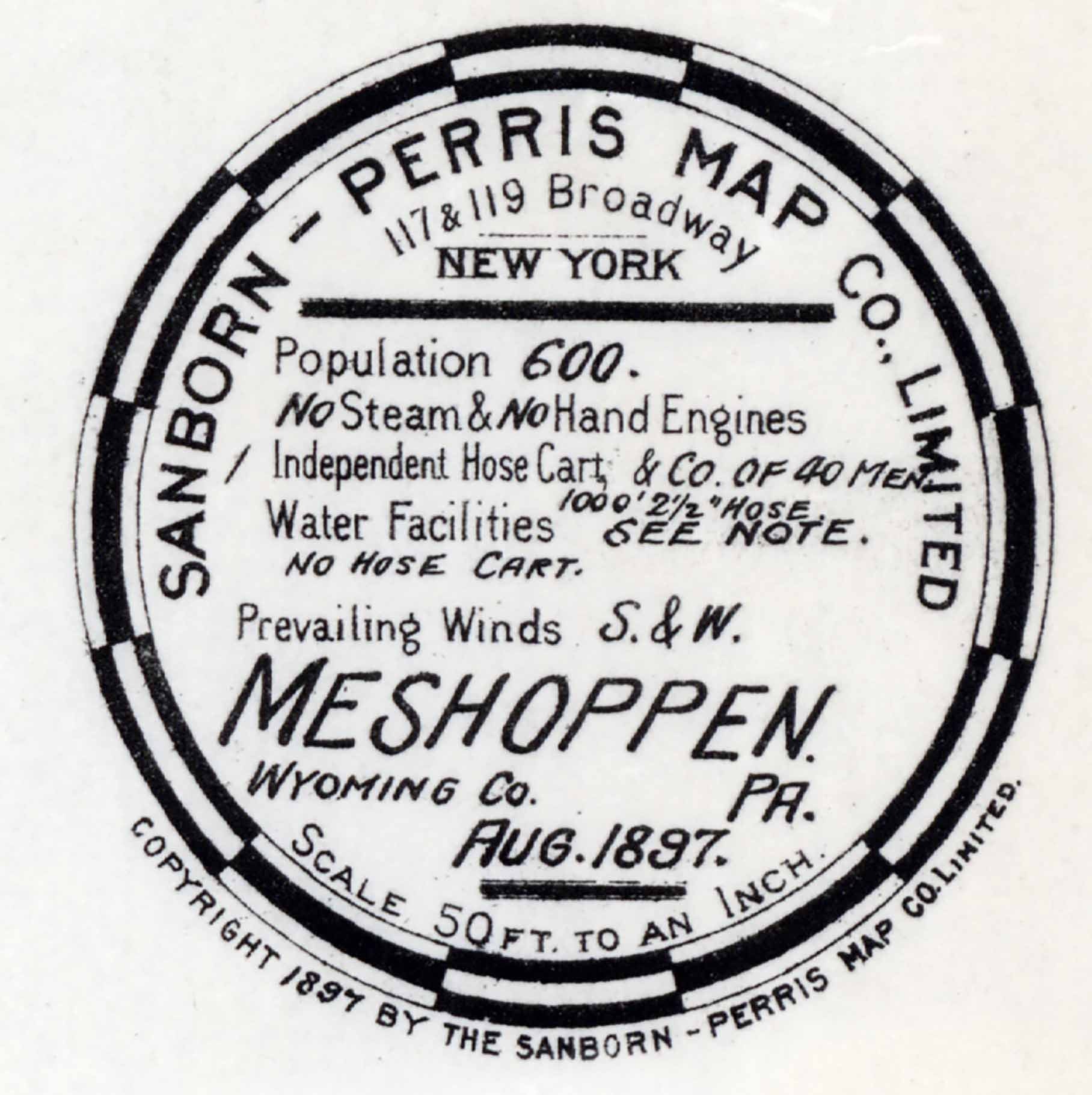 1897 Town Map of Meshoppen Wyoming County Pennsylvania - Etsy