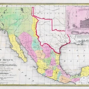 1846 Map of Mexico - Etsy