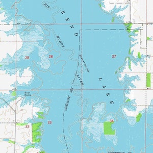 1975 Map of Rend Lake Franklin County Illinois - Etsy