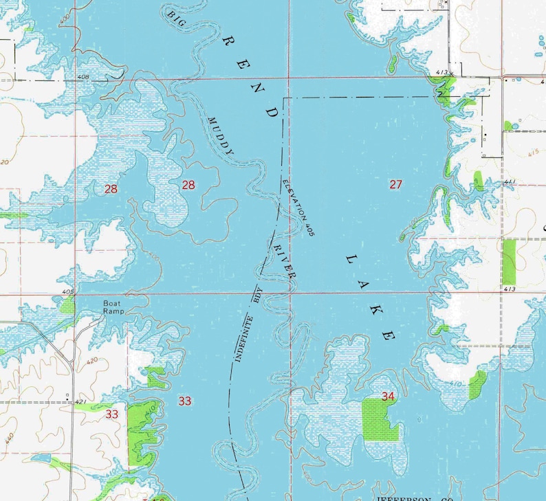 1975 Map of Rend Lake Franklin County Illinois | Etsy