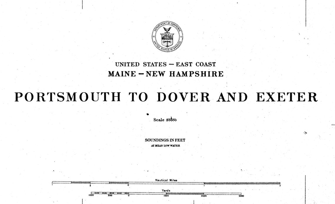 1914 Nautical Chart of Portsmouth to Dover and Exeter Piscataqua River ...