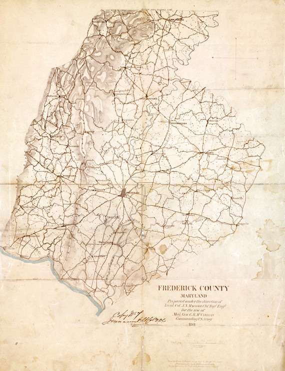 1861 Map of Frederick County Maryland Army Map Historic Places - Etsy