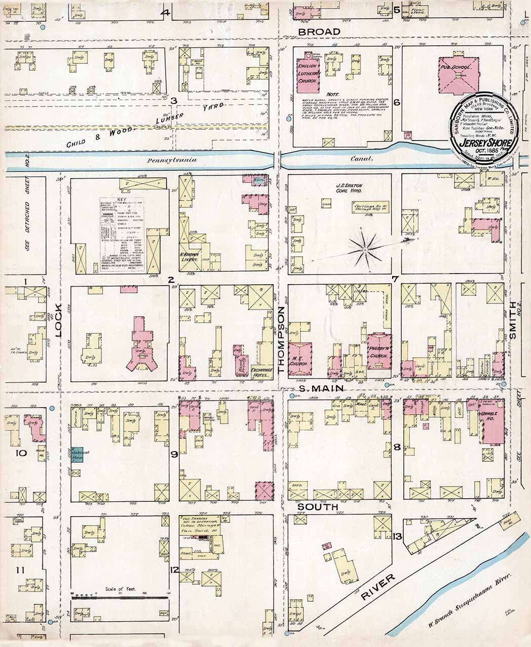 1885 Town Map of Jersey Shore Lycoming County Pennsylvania - Etsy