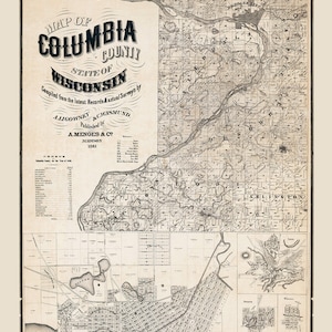 1861 Farm Line Map of Columbia County Wisconsin - Etsy