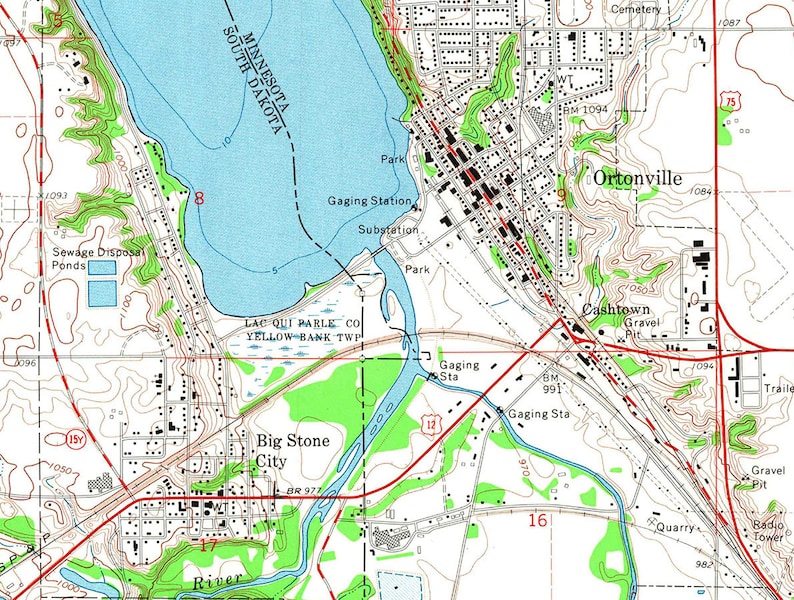 1971 Map of Big Stone Lake and Ortonville Minnesota Quadrangle | Etsy