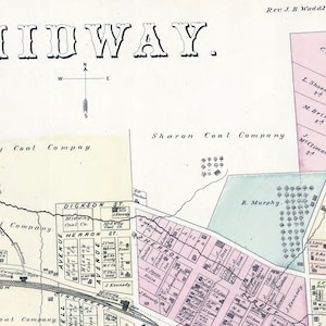 1876 Map of Midway Amity Taylorstown Eldersville Washington County Pa ...