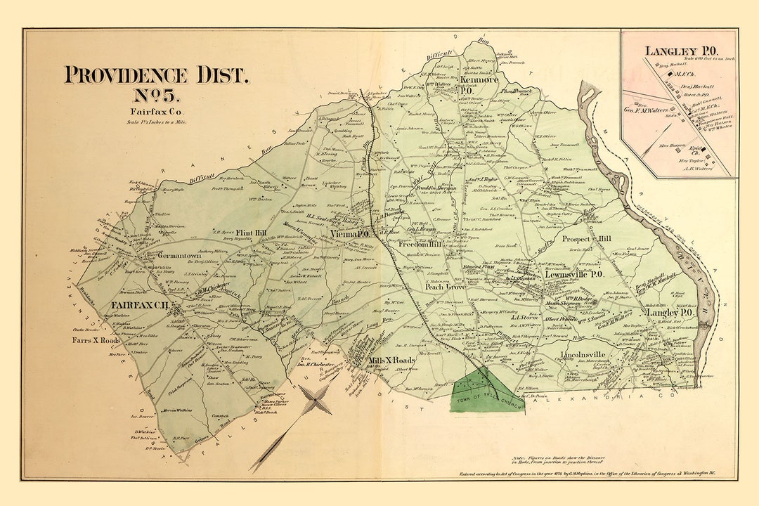 1879 Map of Providence District Fairfax County Virginia - Etsy