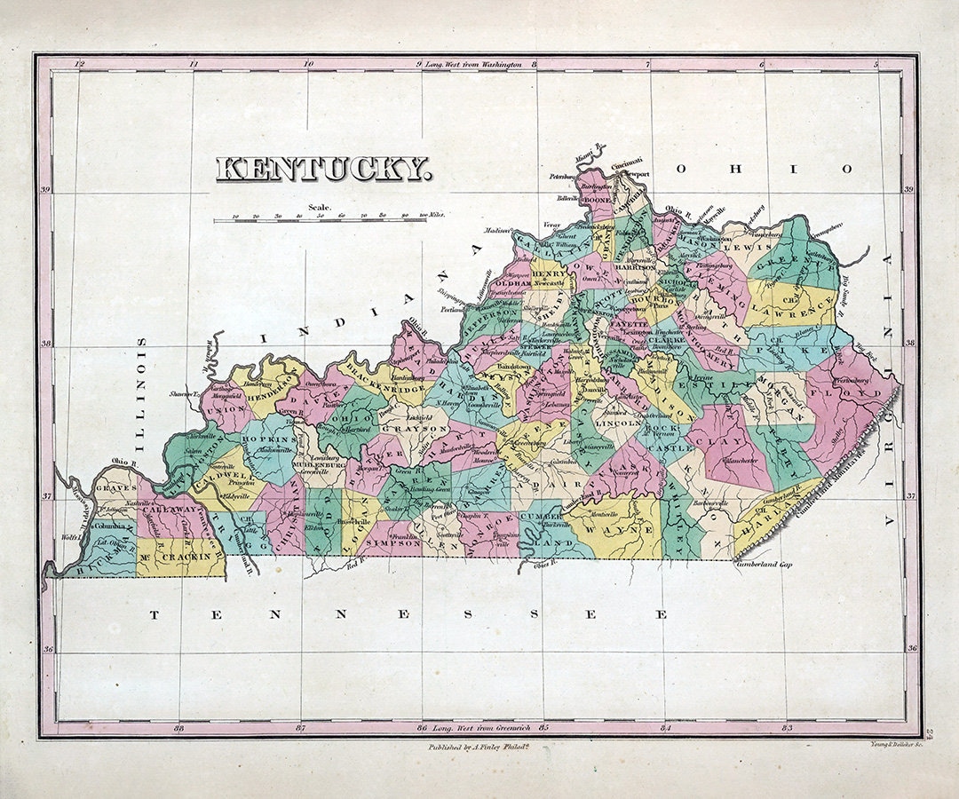 1827 Map of Kentucky - Etsy