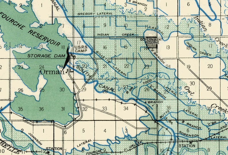1910 Map of Belle Fourche Lake South Dakota - Etsy