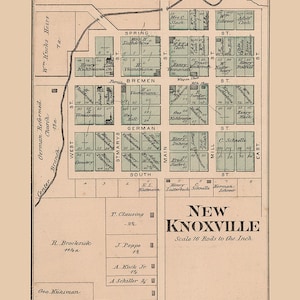 1880 Town Map of New Knoxville Auglaize County Ohio - Etsy