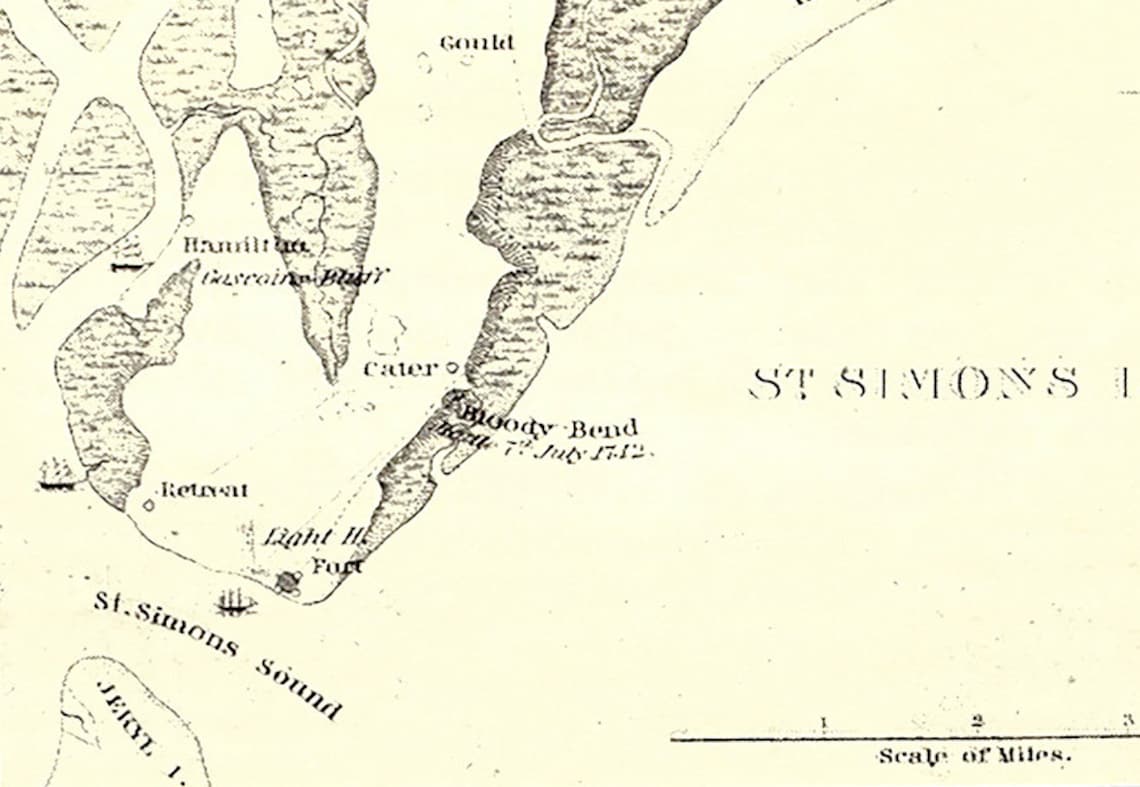 1847 Map of Saint Simons Island Georgia - Etsy