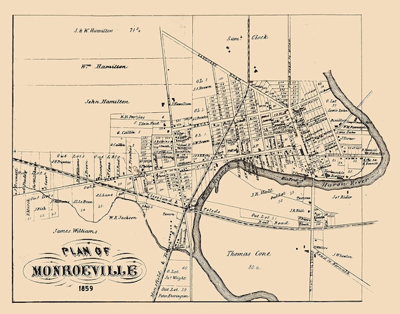 1859 Town Map of Monroeville Huron County Ohio - Etsy
